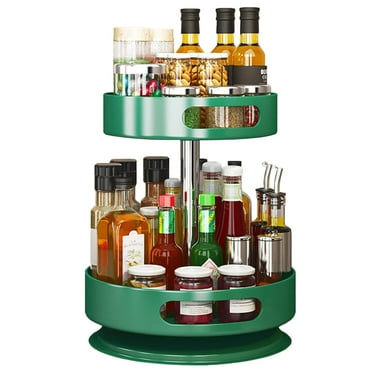 Rotating Spice Rack with 20 Round Empty Bottles, Kitchen Seasoning Set ...