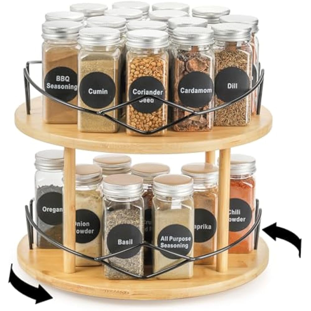 2-Tier Rotating Spice Rack Organizer - 11-Inch Lazy Susan Turntable for ...
