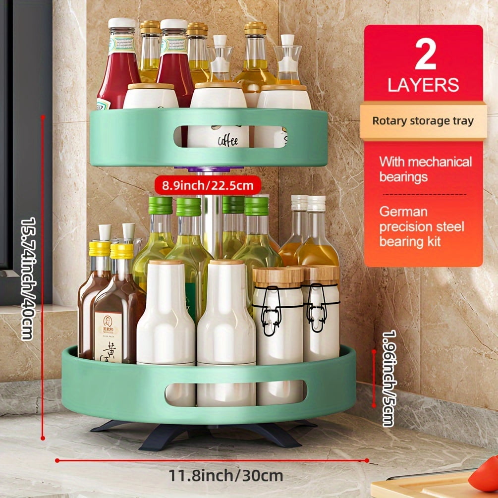 2-Tier Rotating Spice Rack Organizer – Space-Saving Corner Shelf for ...