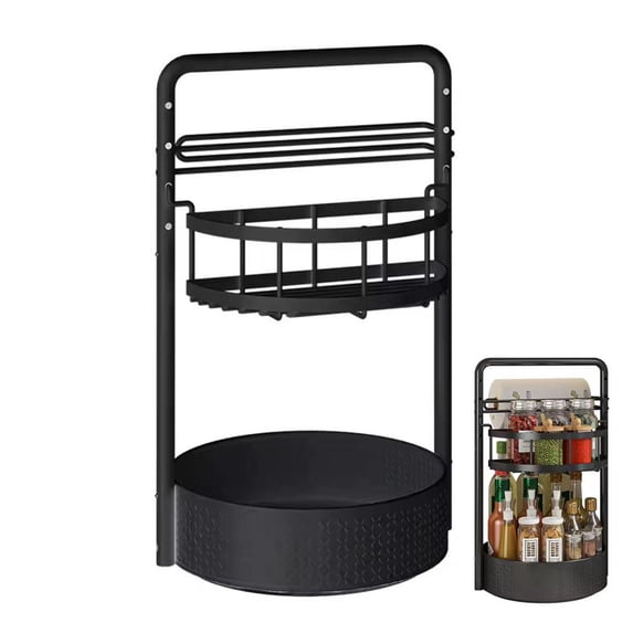 2-Tier Rotating Spice Rack with Paper Towel Holder, 360 Degree Kitchen ...