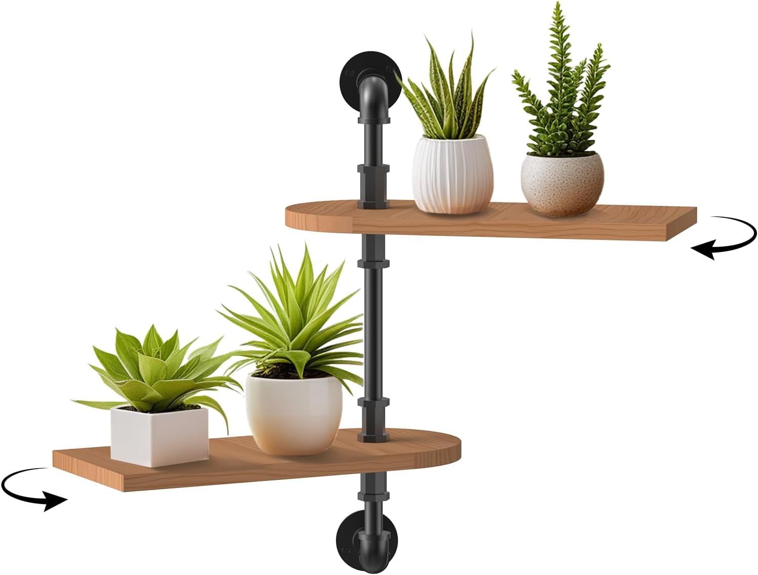 2-Tier Rotating Window Plant Shelf, Wooden Indoor Plant Stand for ...