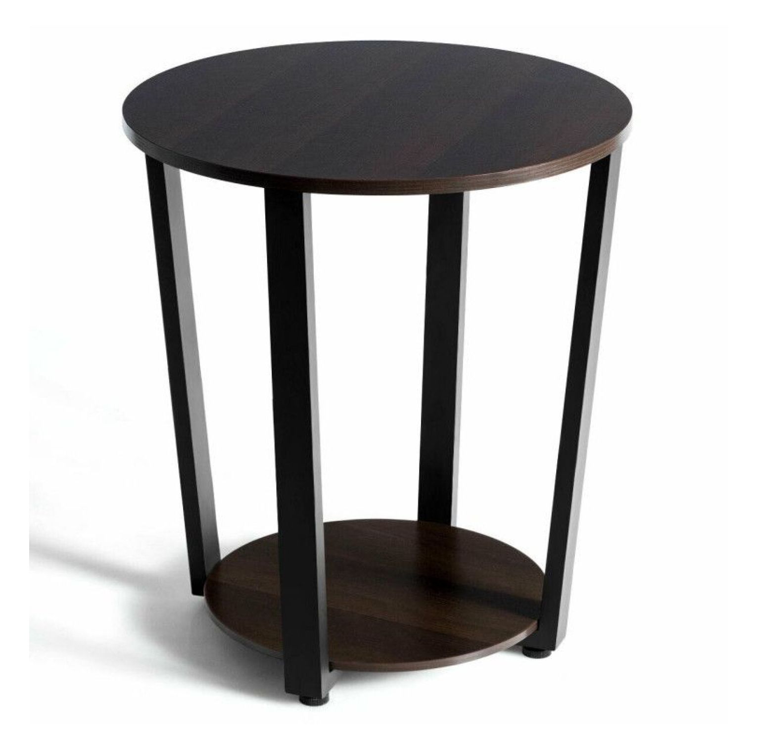 2-Tier Round End Table with Storage Shelf and Metal Frame - Walmart.com