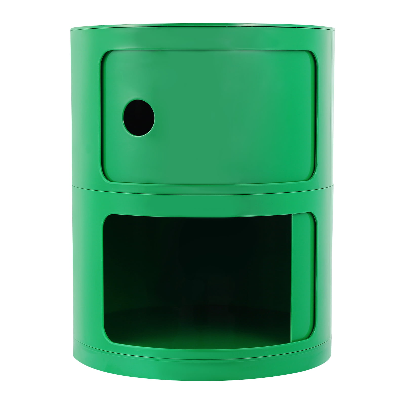 2 Tier Round Nightstand with 2 Drawers, Nightstand with Storage, Round ...