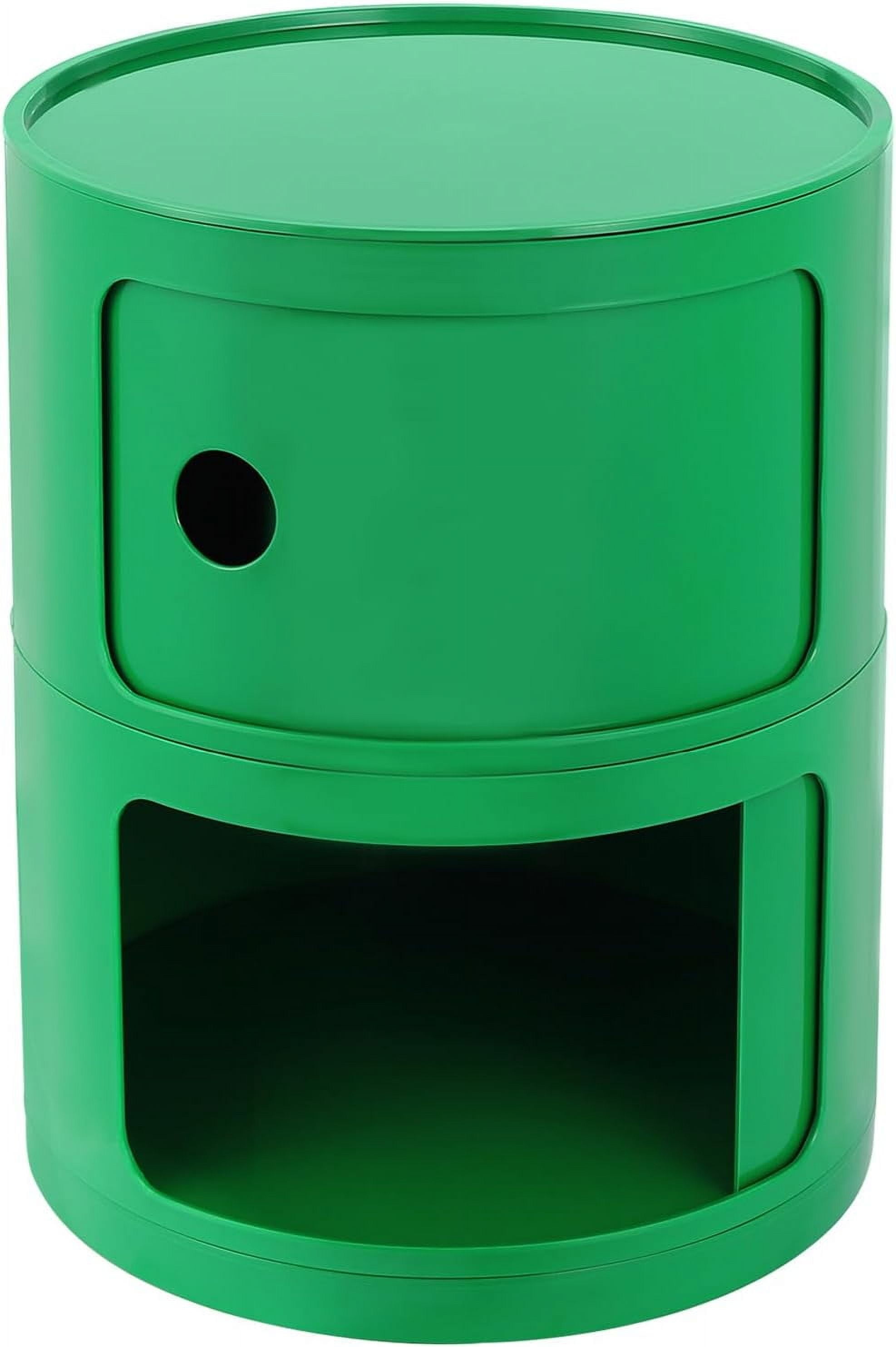 2 Tier Round Nightstand Small Side Table with Drawers Multifunctional ...