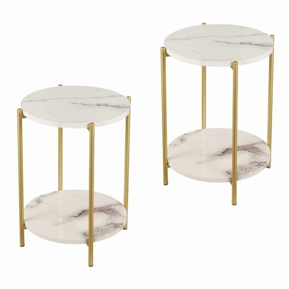 2 Tier Round Side Table, Folding End Tables Coffee Table Simplistic ...
