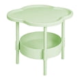 2-Tier Round Side Table, Outdoor Small Folding Accent Stand with ...