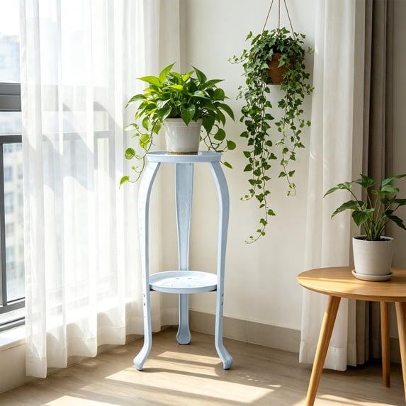 2 Tier Rustproof Wrought Iron Plant Stand, Minimalist White Black ...