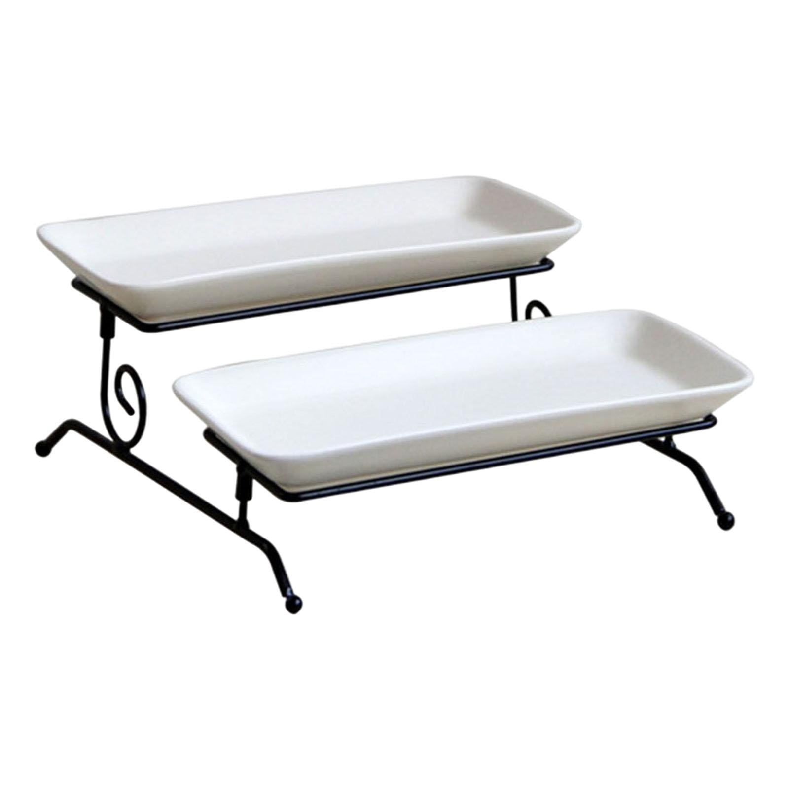 2 Tier Serving Platter Cupcake Stand Holder Appetizer Tray Dessert ...