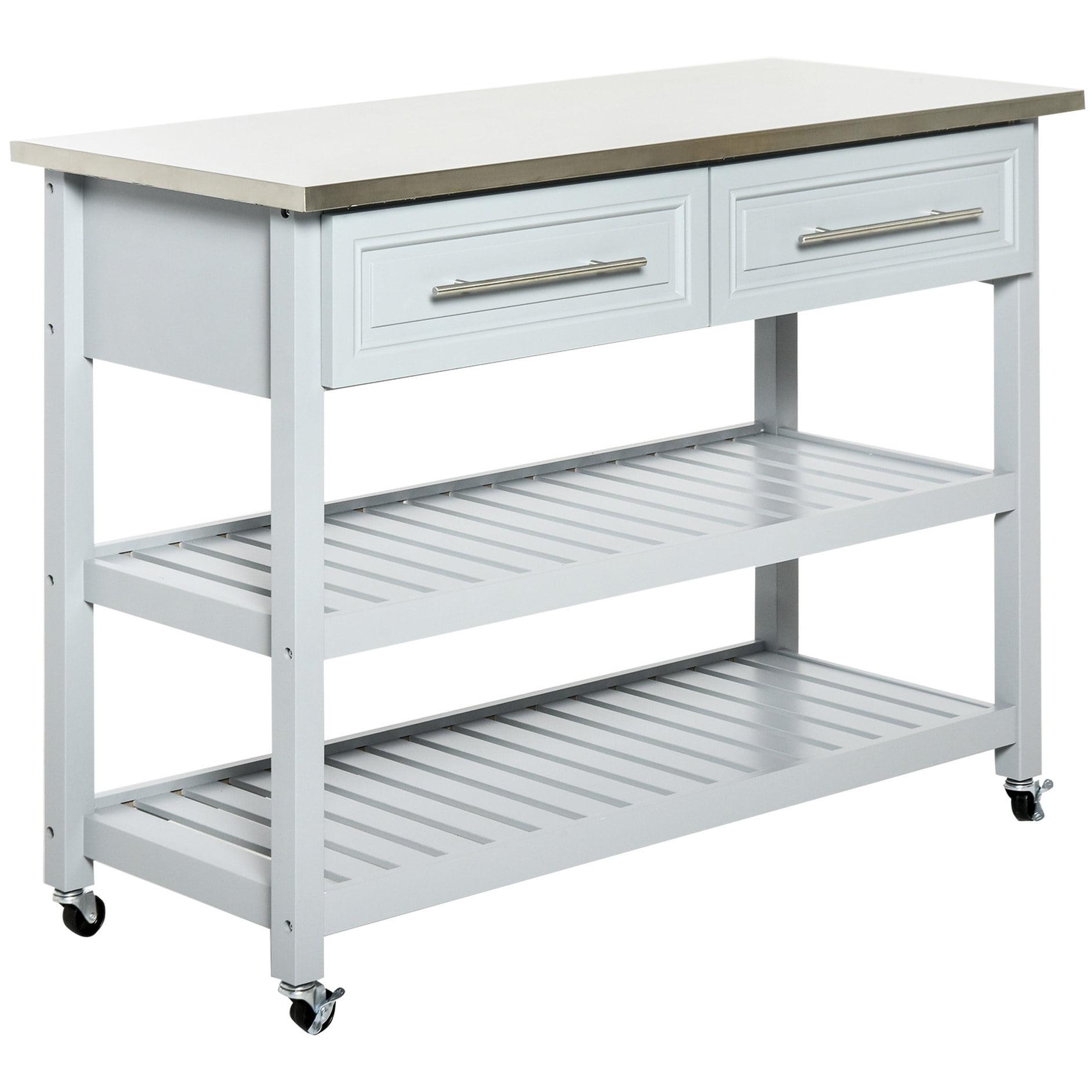 2-Tier Shelves and Drawers Kitchen Island for Space-Saving Storage in ...