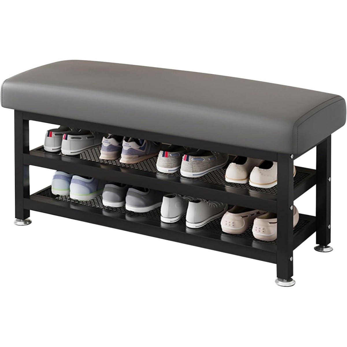2 Tier Shoe Rack Bench, 39.4"x12.2"x19.3" Ottoman Bench with Shoes Rack ...