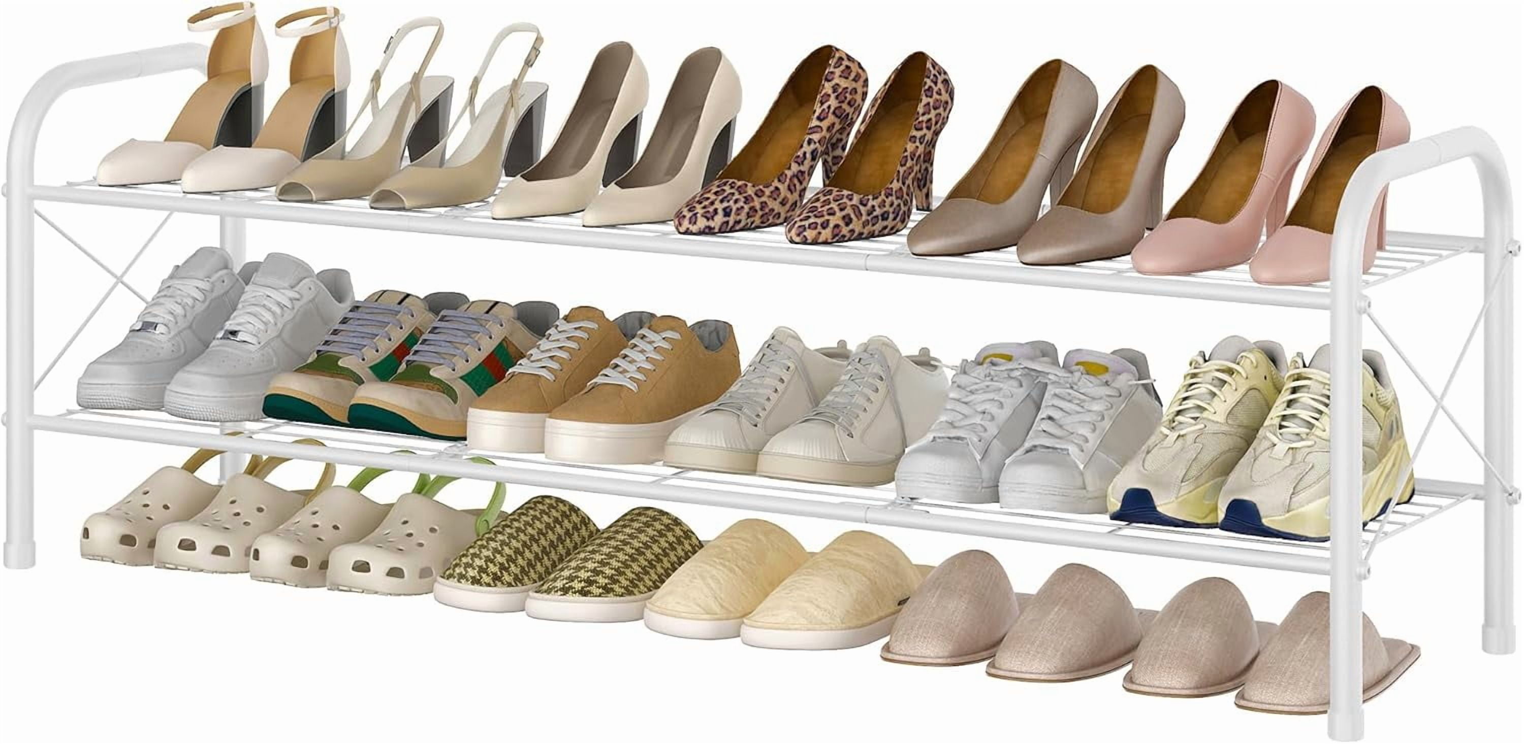 2 Tier Shoe Rack for Closet, Durable Mesh Style Shoe Rack, Entryway ...
