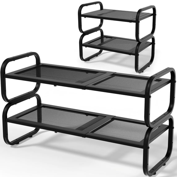 2 Tier Shoe Rack - Expandable Organizer For Closet Adjustable Metal ...