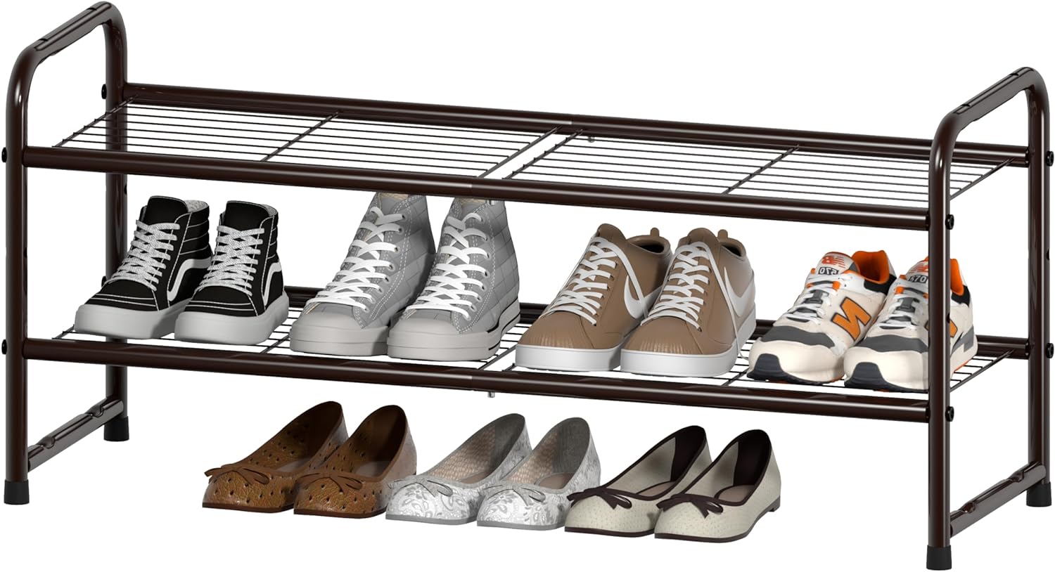4 Tier Metal Shoe Rack,Adjustable & Freestanding Wire Grid Organizer ...