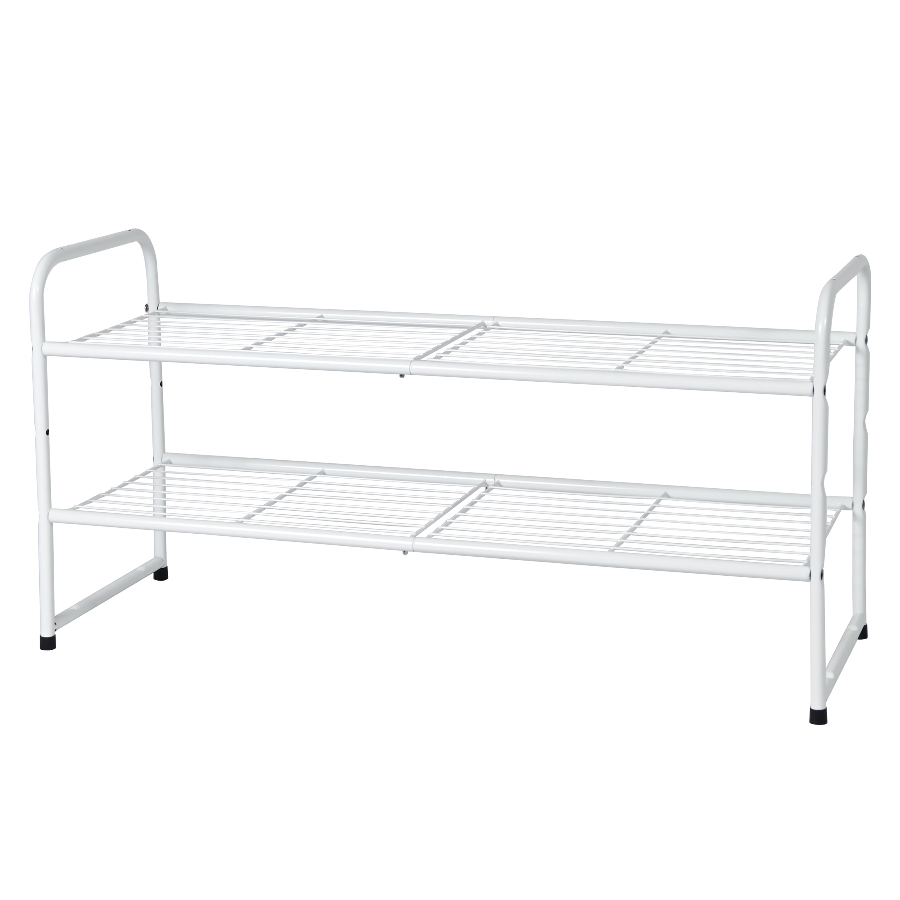 Heavy-Duty 2-Tier Stackable Shoe Rack, Wire Metal Shoe Shelf Organizer ...