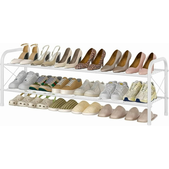 2 Tier Shoe Rack for Closet, Durable Mesh Style Shoe Rack, Entryway ...