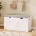 2-Tier Shoe Storage Bench with Lift-Up Cushioned Top, Adjustable ...