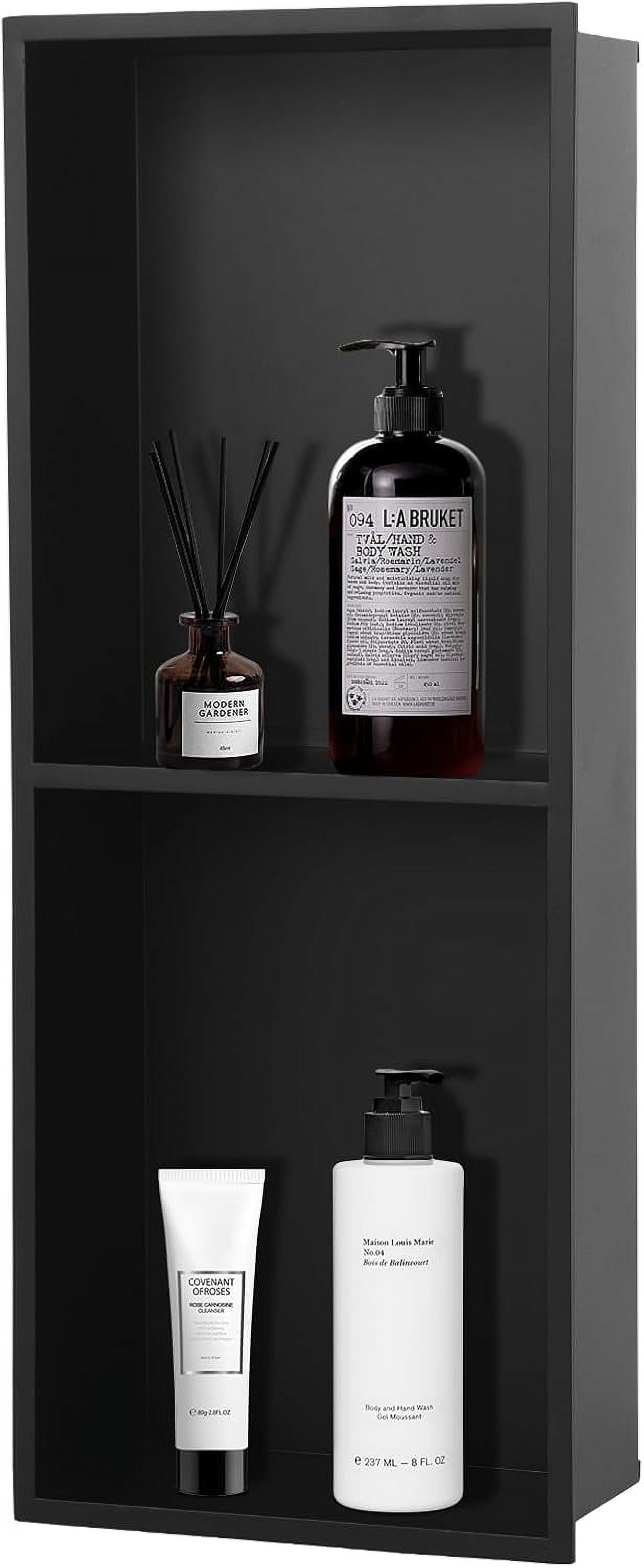 2 Tier Shower Niche, 28×12 Inch Black Shower Niche, Waterproof Recessed ...