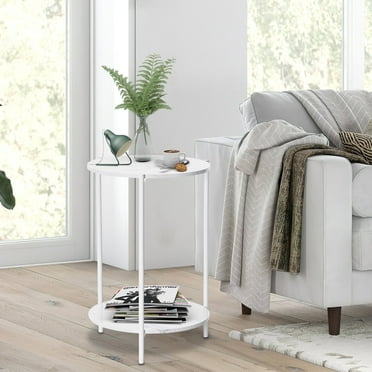 UBesGoo White Round Side Table HDPE Plastic Adirondack End Table for ...