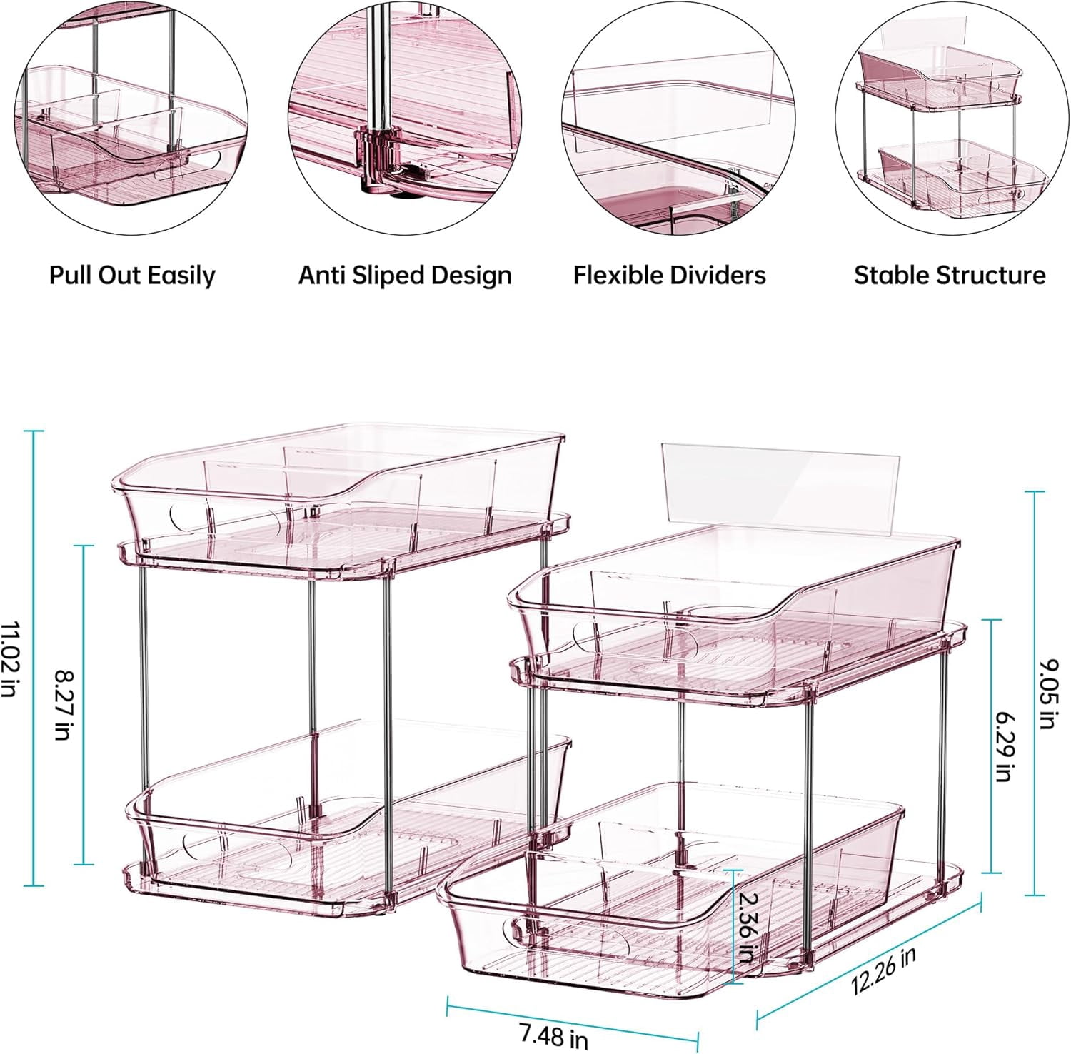 2-Tier Under Sink Organizer and Storage, Multi-Purpose Stackable ...