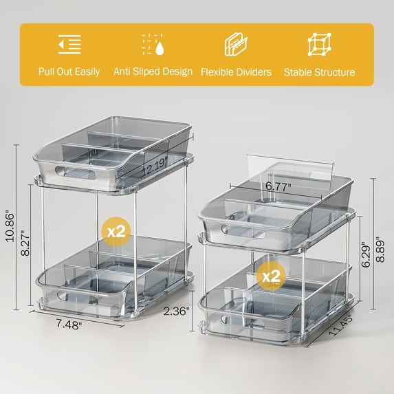 2-Tier Under Sink Organizers and Storage, Multi-Purpose Stackable ...