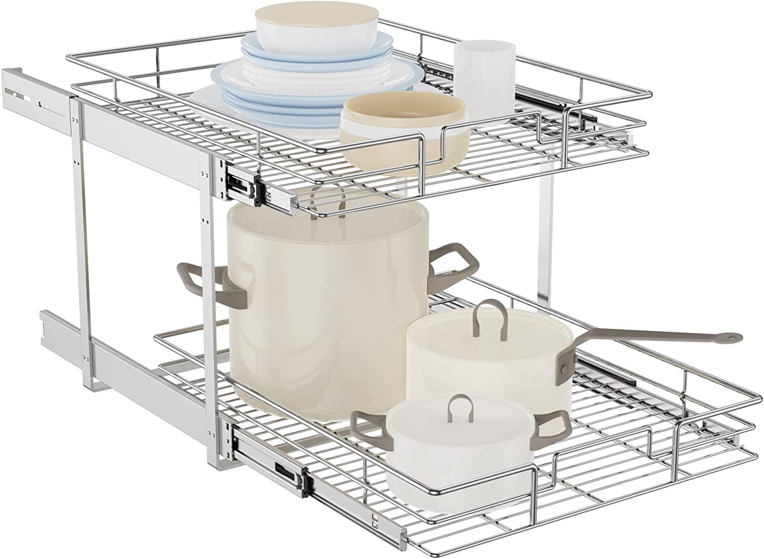 2 Tier Slide Out Cabinet Drawers, Individual Pull Out Cabinet Organizer ...