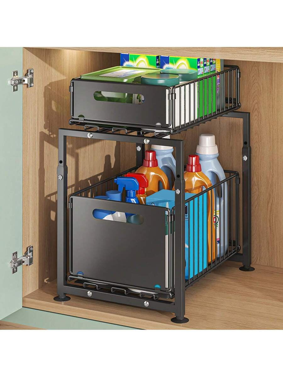 2 Tier,Slide-Out Storage Rack Under Sink,New Kitchen Pull-Out Storage ...