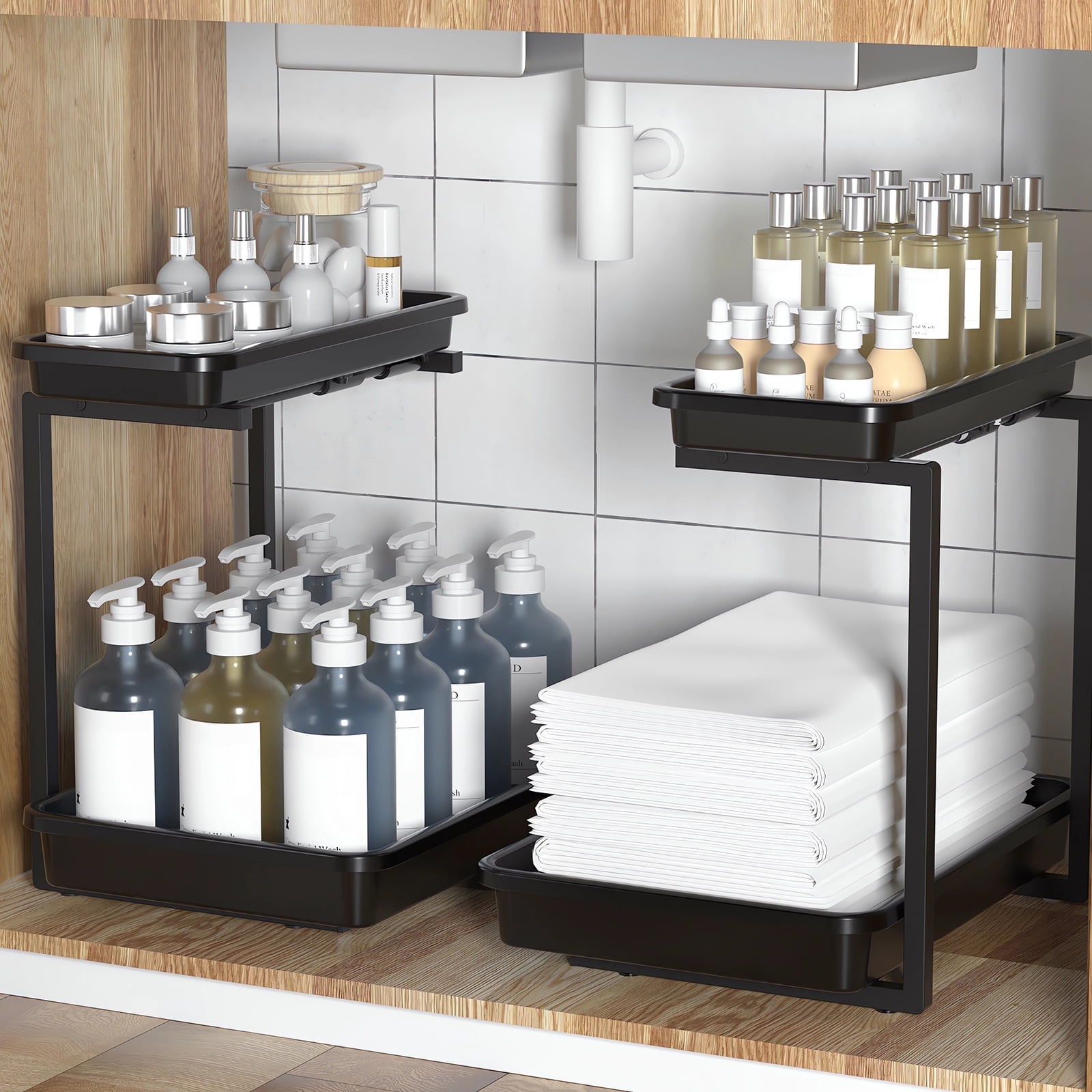 2 Tier Slide out Under Sink Organizers and Storage, Pull out Cabinet ...