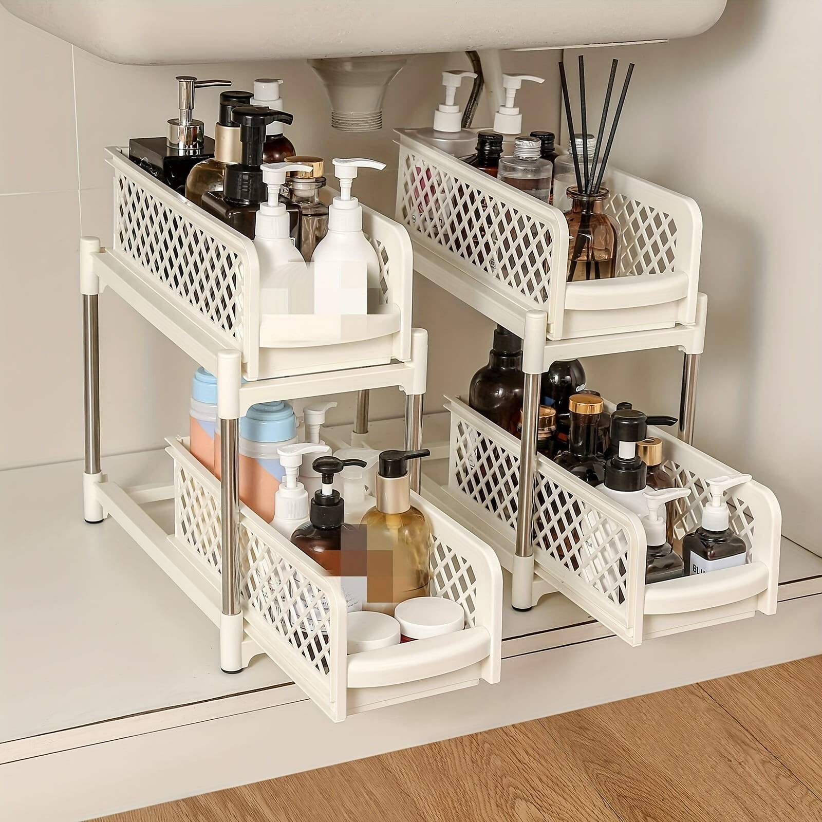 2-Tier Sliding Basket Organizer - Space-Efficient Storage for Kitchen ...