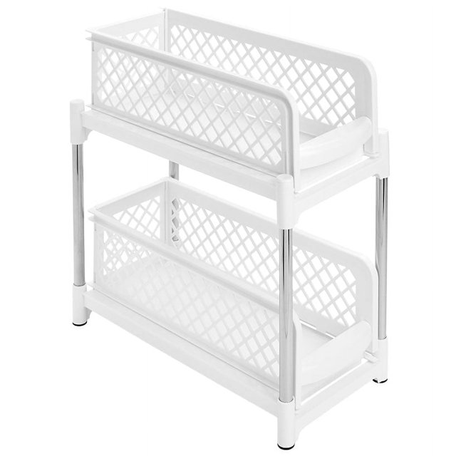 2-Tier Sliding Cabinet Baskets - 6" White - Walmart.com