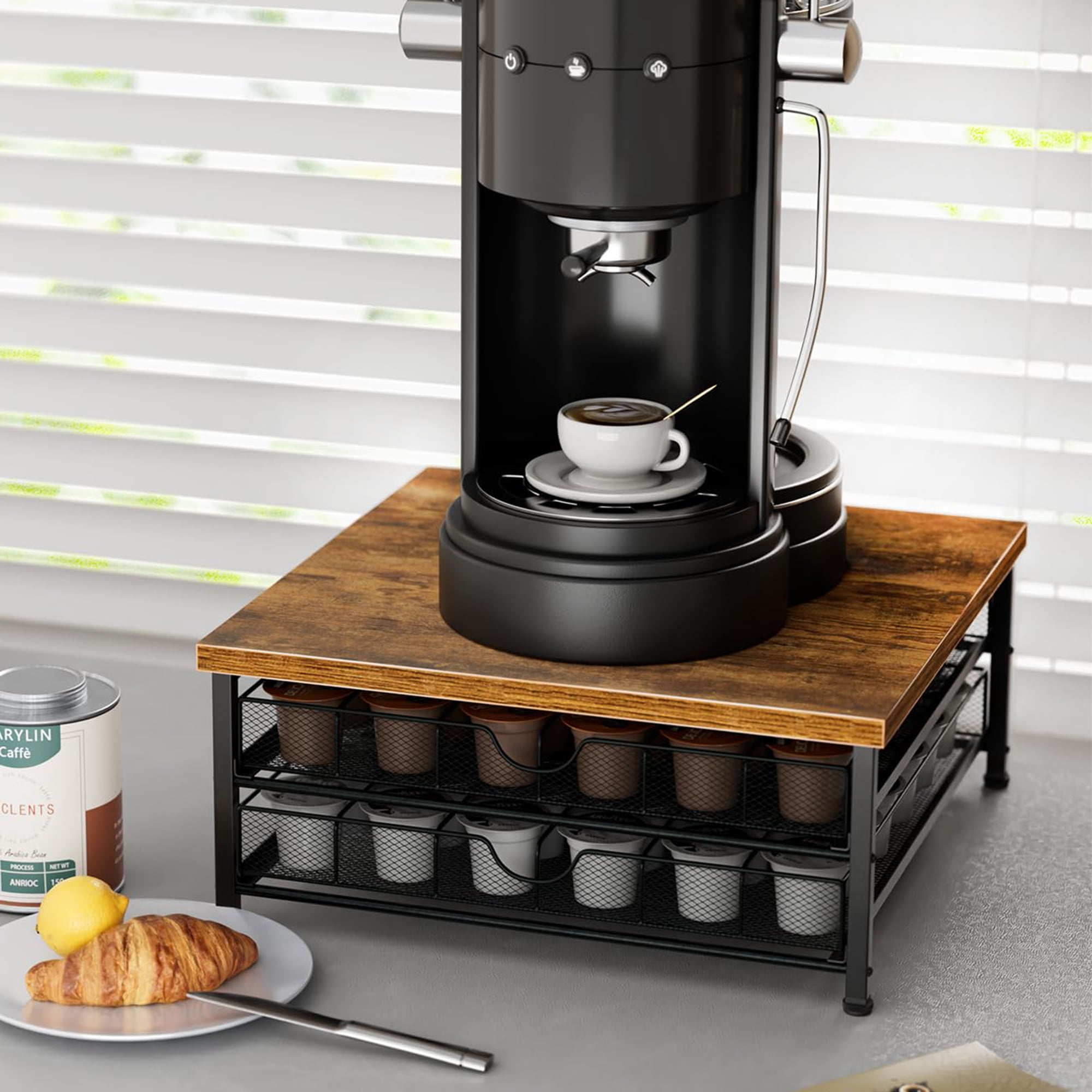 2-Tier Sliding Coffee Pod Drawer Organizer, 72 K-Cup Capacity Storage ...