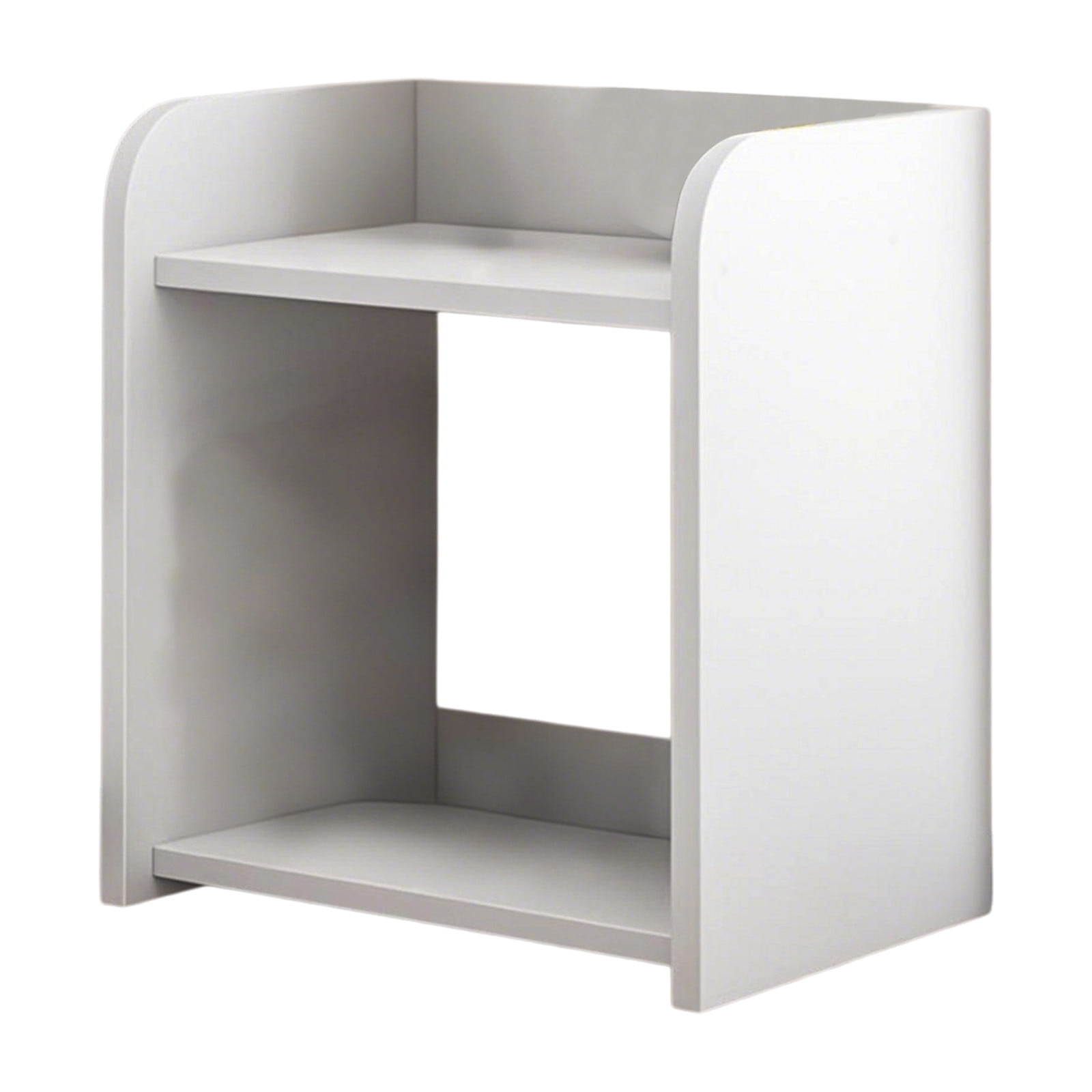 2 Tier Slim Nightstand White Modern End Table Bedside Table Bookshelf ...