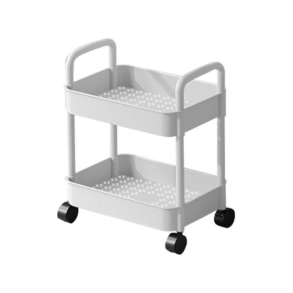 2 Tier Slim Rolling Storage Cart with Wheels Small Plastic Utility Cart ...