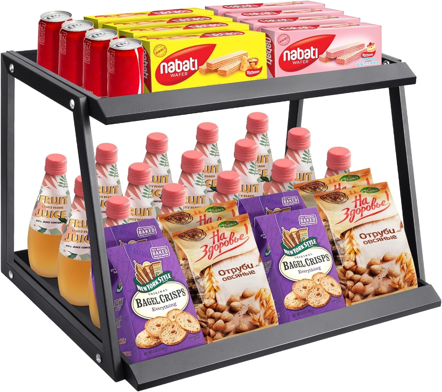 2 Tier Snack Display Rack Metal Candy Display Stand for Countertop ...