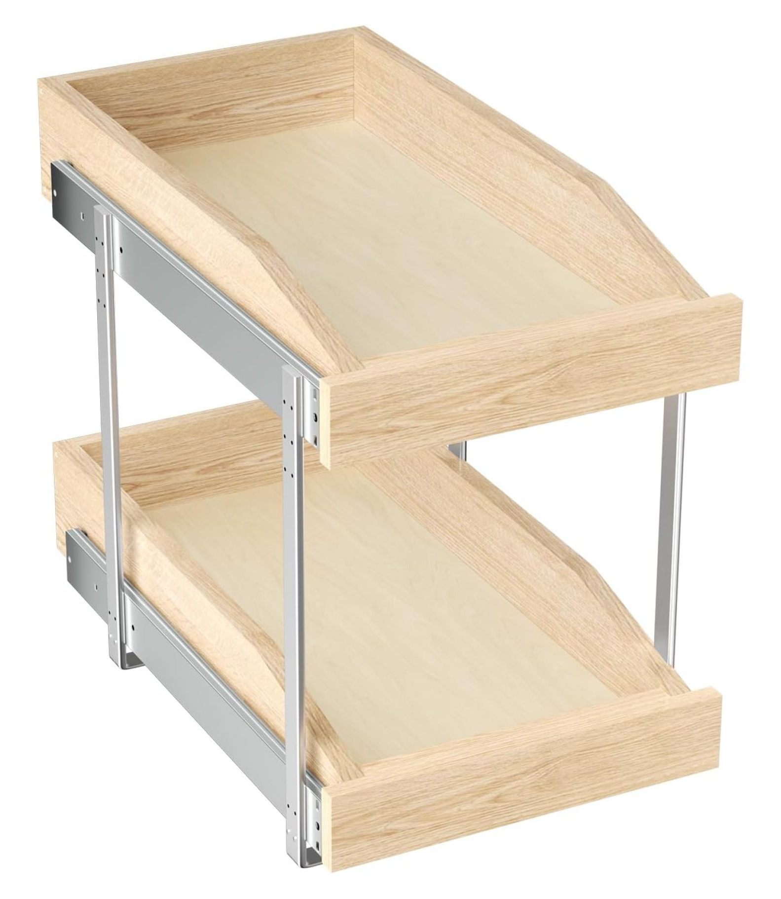 2 Tier Soft Close Pull Slide Out Cabinet Organizer 10½"W x 21" D,Wooden ...