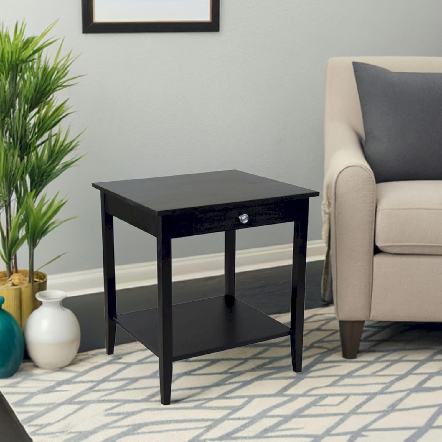 2-Tier Solid Acacia End Table w/Drawer - Walmart.com
