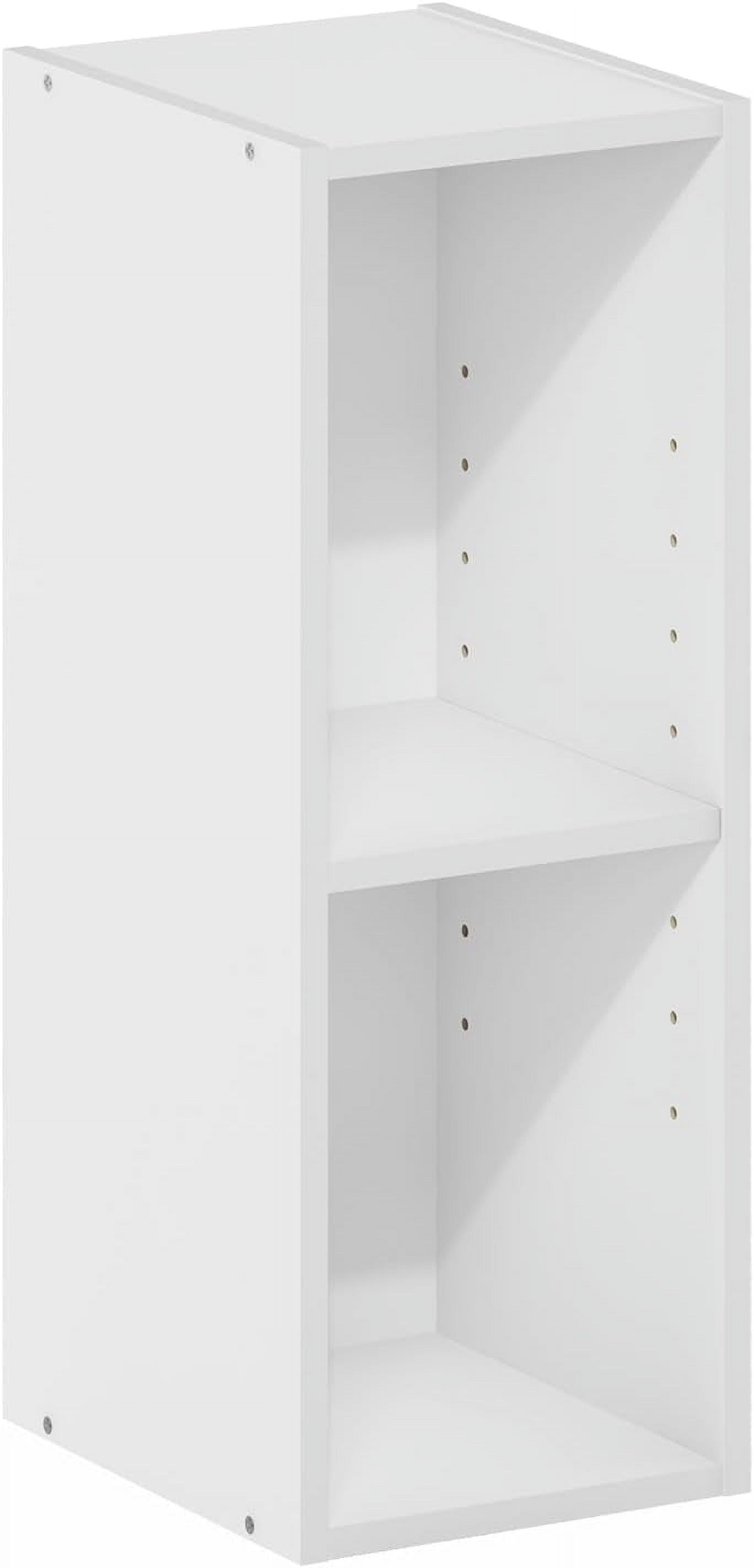 2-Tier Space Saving Storage Shelf Bookcase, 8-Inch Width, White ...