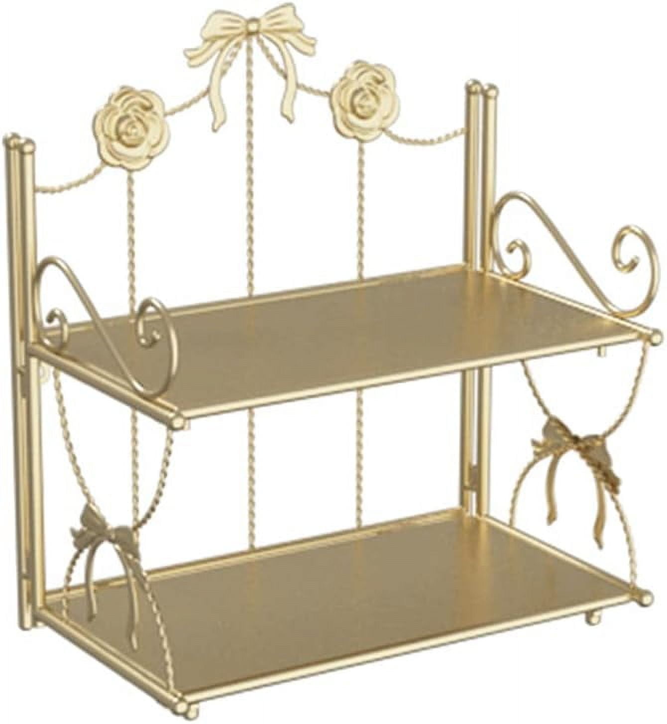 2-Tier Spice Rack Bow Counter Shelf Desktop Storage Organizer,Gold ...