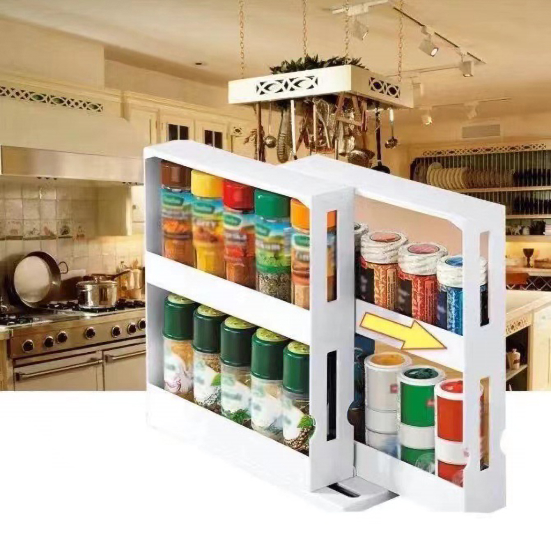 2 Tier Spice Rack Fits Up To 20 Spice Jars , Seasoning Jar Storage Rack ...