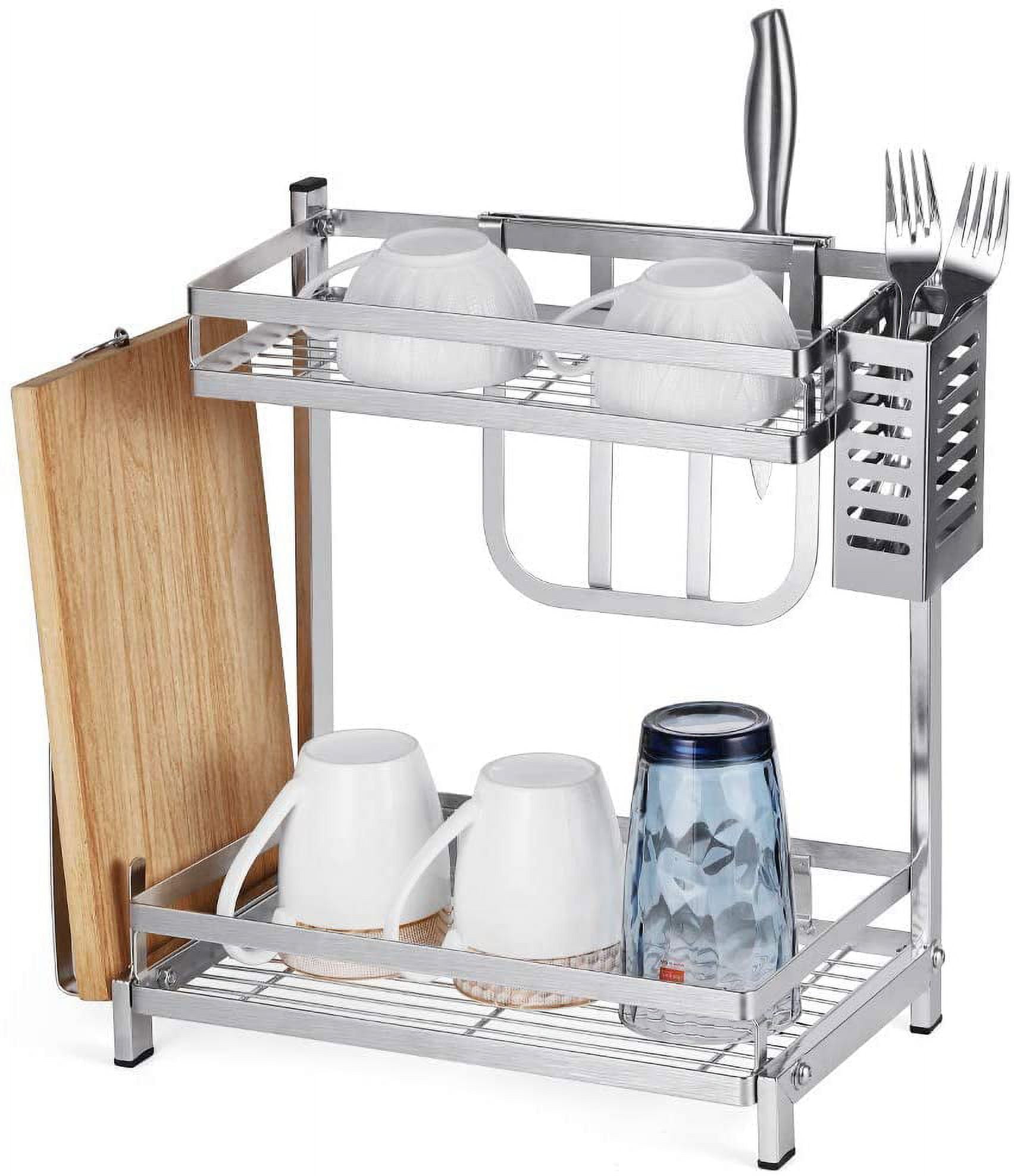 Oumilen 2-Tier Kitchen Countertop Organizer Chrome Spice Utensil Rack ...