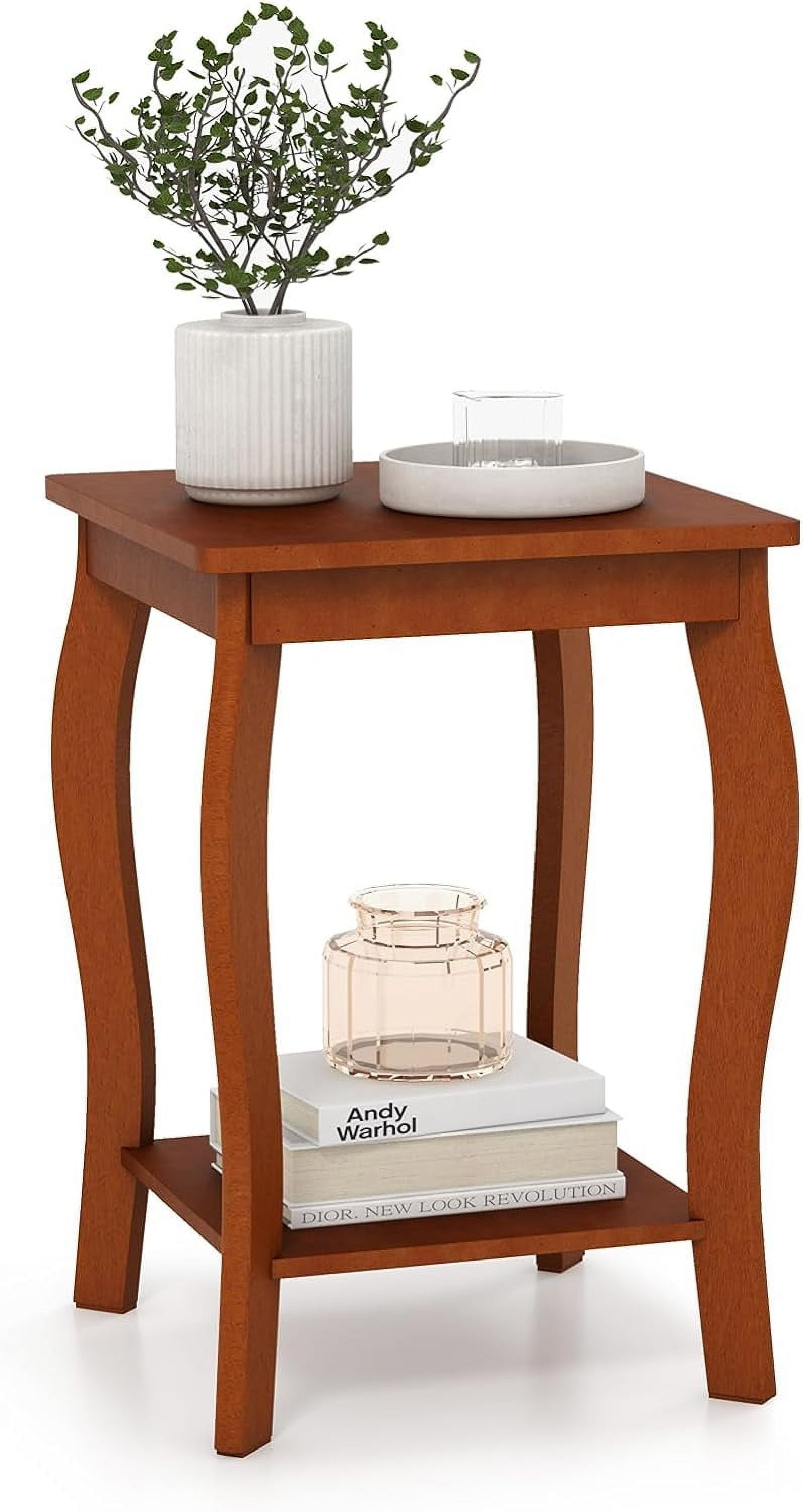 2-Tier Square End Table, Modern Sofa Side Table with Storage Shelf ...