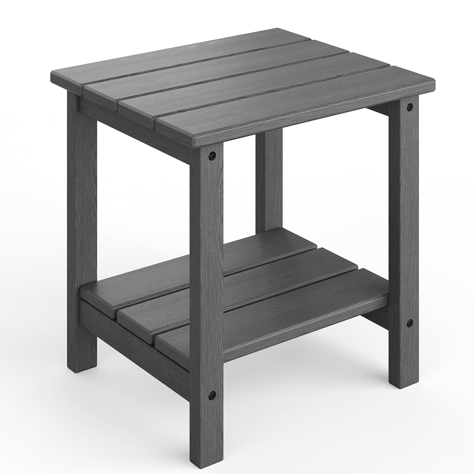 2-Tier Square Side Table, 18" Outdoor Side Tables, Weather Resistant ...