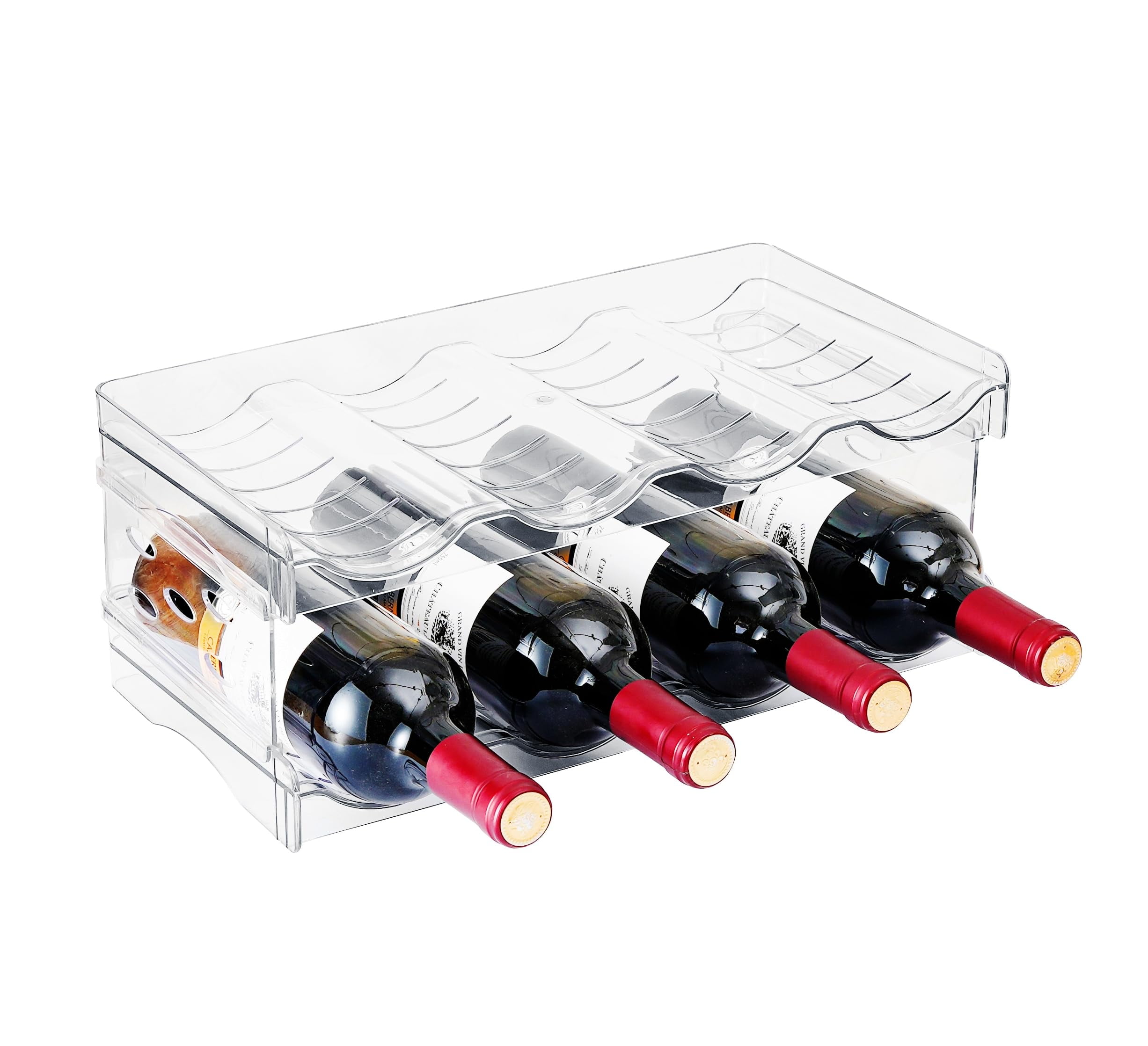 2 Tier Stackable Bottle Holder for Wine Water Bottles, Clear Plastic ...