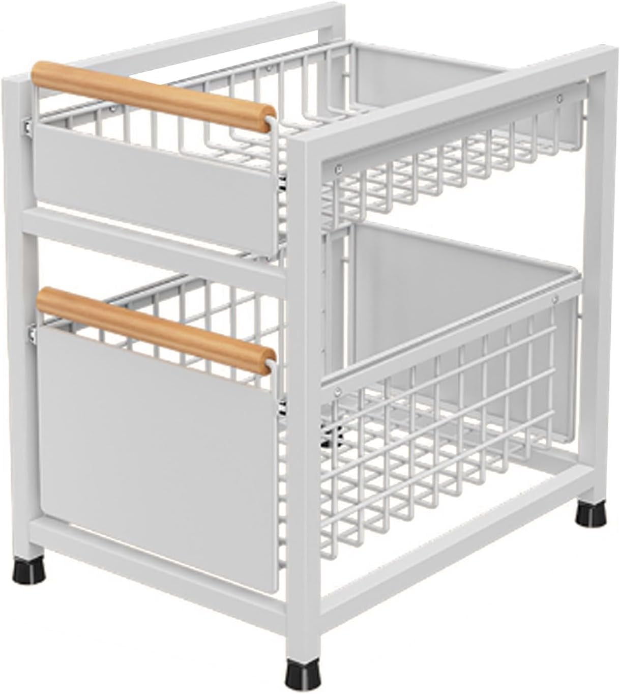 2-Tier Stackable Cabinet Organizer - Gondola Shelving with 2 Sliding ...