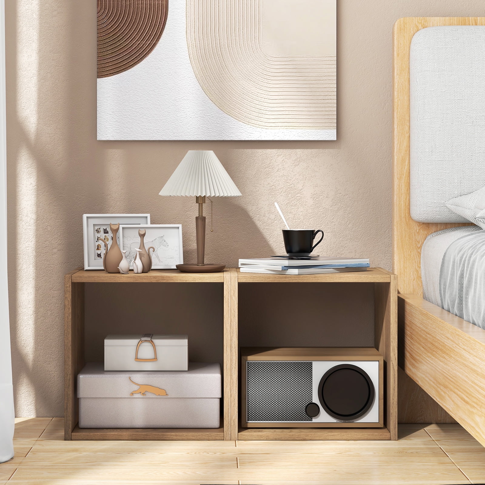 2-Tier Stackable Cube Storage Organizer - 27-Inch Freestanding Wooden ...