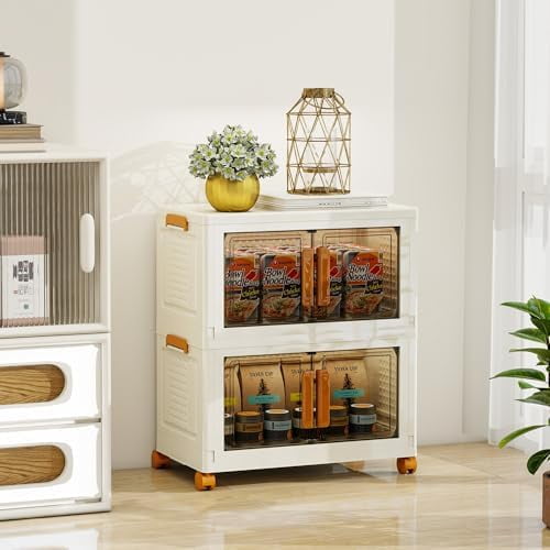 2 Tier Stackable Plastic Storage Bins with 1 Lid 35 QT/Tier ...
