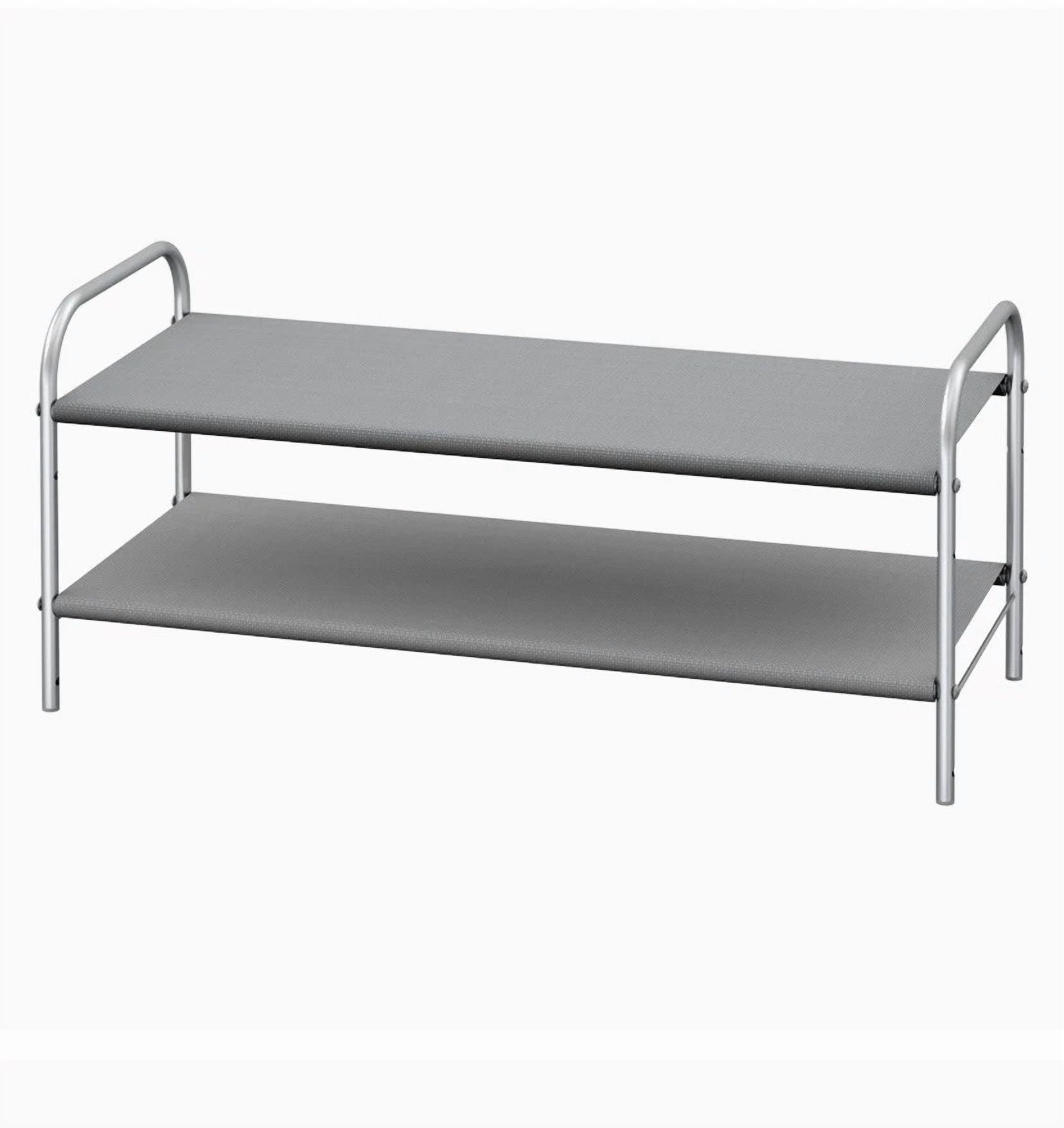 2-Tier Stackable Shoe Rack Fabric Shoe Shelf Storage Organizer, Silver ...