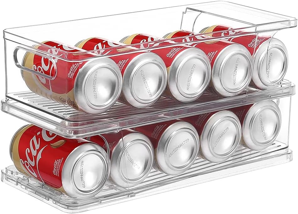 2-Tier Stackable Soda Can Organizer for Refrigerator, Fridge Can ...