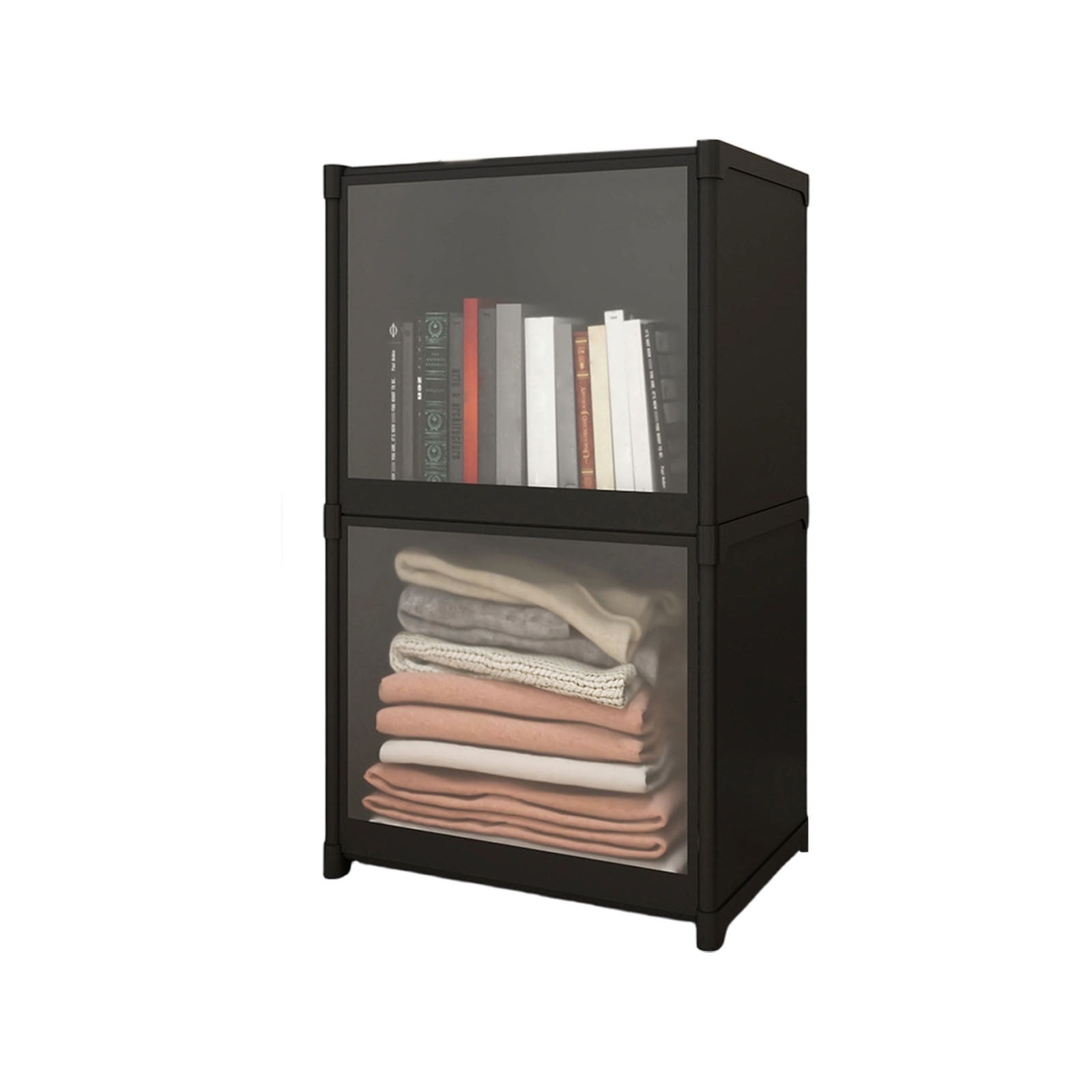 2 Tier Stackable Storage Bins with Lids,Dust-Proof Closet Organizer ...