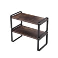 2-Tier Stackable Storage Shelf, Rustic Brown Wood and Black Metal ...