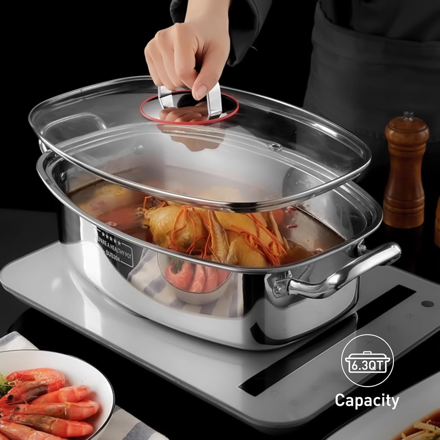 2-Tier Stainless Steel Fish Steamer - Multi-Use Square Cookware with ...